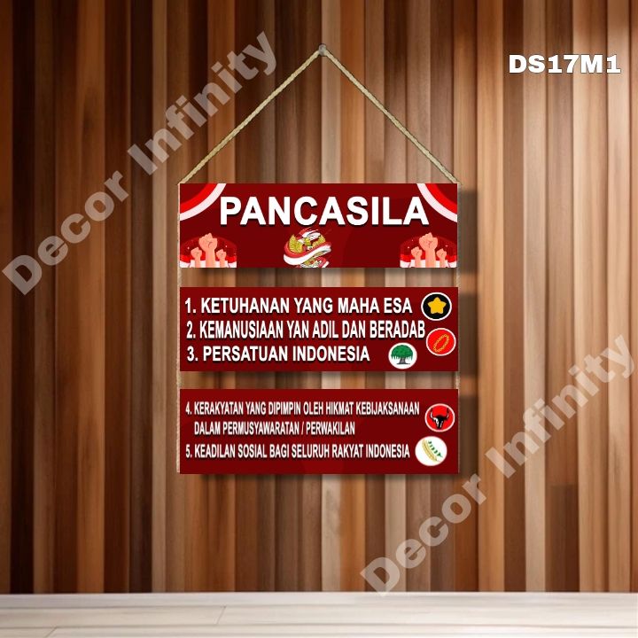 Hiasan Dinding PANCASILA 3 susun 30x30 cm gantungan dinding edukasi sekolah wall decor kelas ...