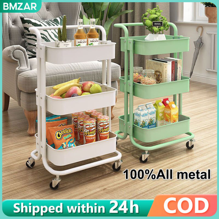 BMZAR Full metal Trolley cart Organizer shelf with wheel 3/4 Layer ...