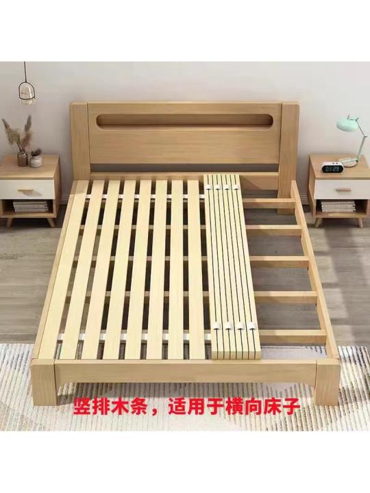 Thickened Wooden Slats Bed Frame Foldable Pine Wood Breathable Moisture ...