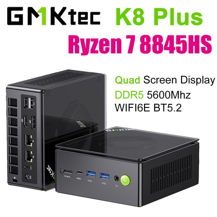 GMKtec K8 Plus Mini PC R7 8845HS Windows 11 DDR5 5600Mhz PCIe4.0 Nvme SSD WIFI 6E BT5.2 4K Dual ...