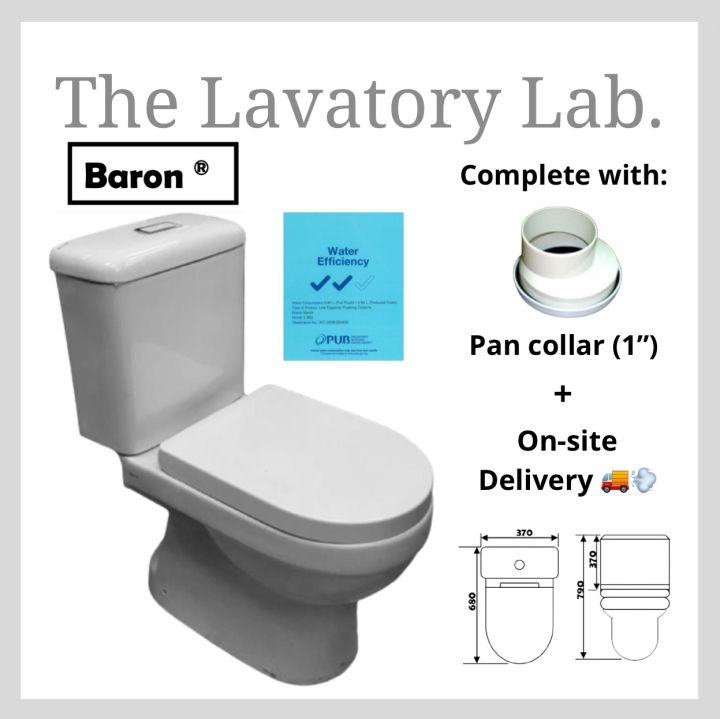 BARON V800 Toilet Bowl (Two-Piece) complete with 1” pan collar ...