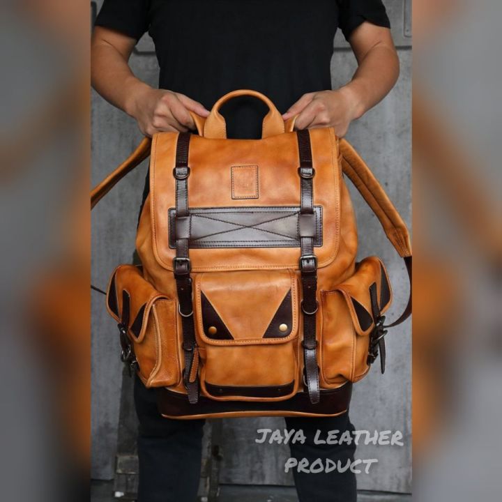 TAS RANSEL BACKPACK PRIA KULIT ASLI VINTAGE PREMIUM QUALITY.JK.20 ...