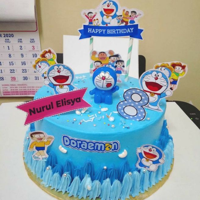 Topper cake kue ulang tahun doraemon free nama ucapan | Lazada Indonesia