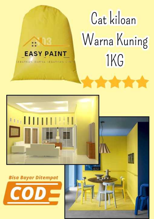 CAT TEMBOK KILOAN 1KG WARNA KUNING, WATER BASED EX IN HIGH QUALITY EASY ...