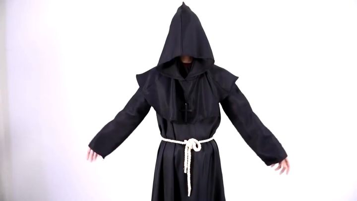 Rabbite Medieval Monks Hooded Priest Robe Wizard Halloween Cosplay ...