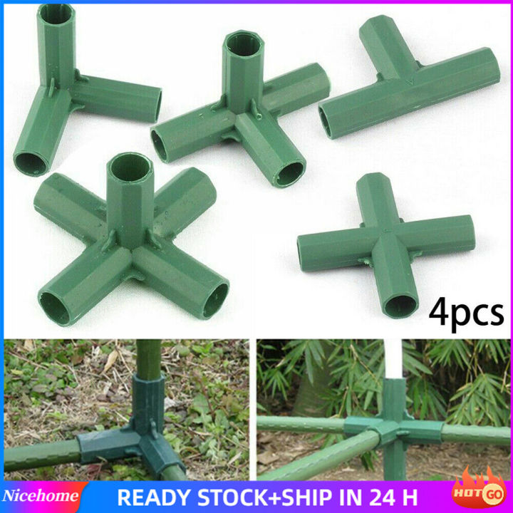 4Pcs Plastic Greenhouse Frame Building Connectors Green Outdoor Garden ...