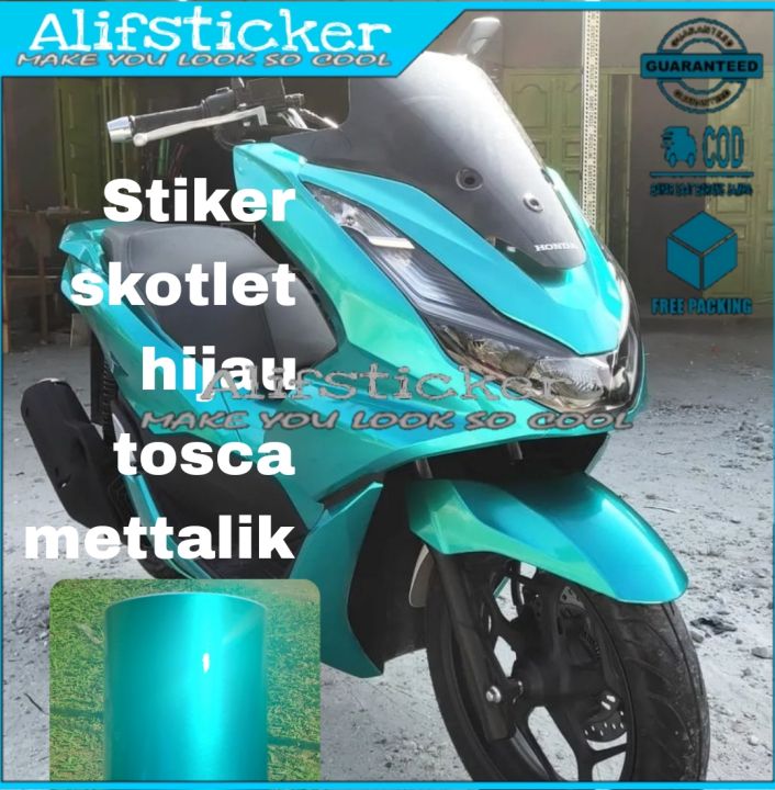 SKOTLET STIKER MOTOR HIJAU TOSCA METALIK CANDY STICKER METALIC CANDI ...