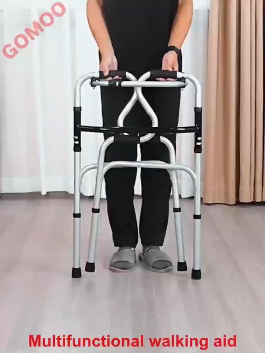 Stainless Steel Walker for Elderly 8-level Adjustment With 2 Wheels ...