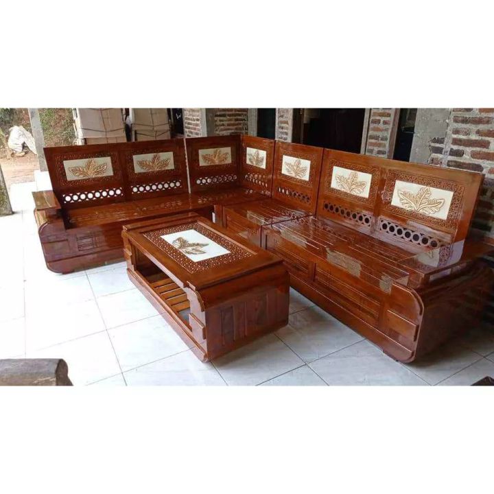 kursi tamu sudut pojok kayu jati model domini motif ukir jepara ...