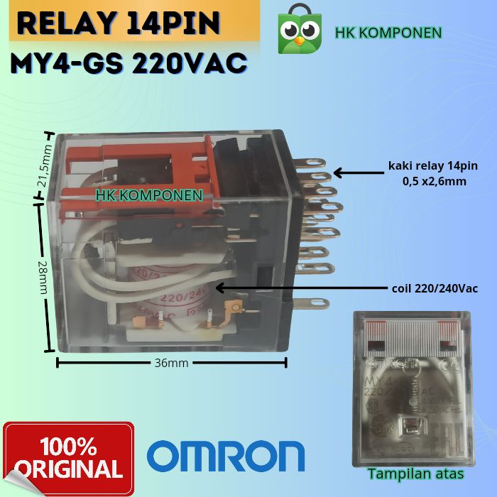 Relay 14pin 220vac omron original MY4-GS 220VAC | Lazada Indonesia