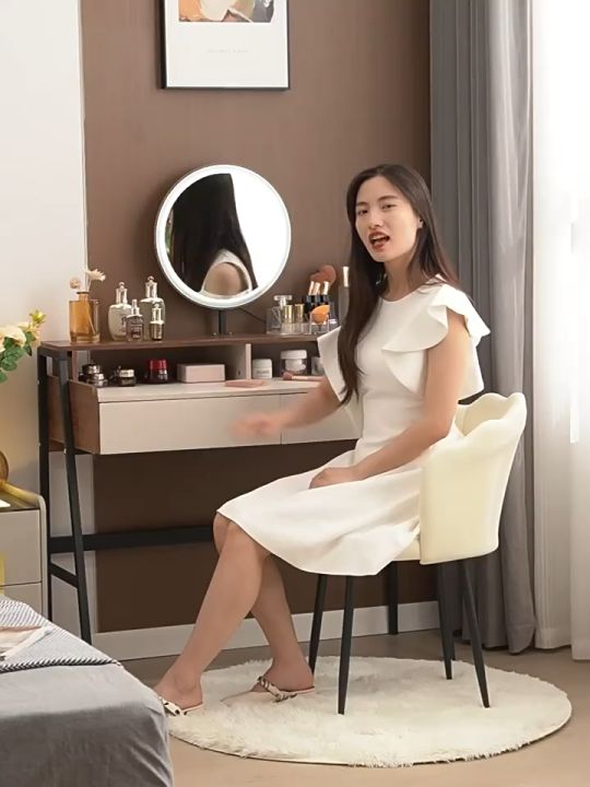 Dressing Table with Led Mirror Bedroom Modern Simple Makeup Table with ...