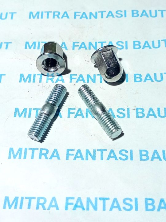 1set= 2baut + 2mur) Baut tanam M8/ DRAT 12 +Mur knalpot kph dan motor ...