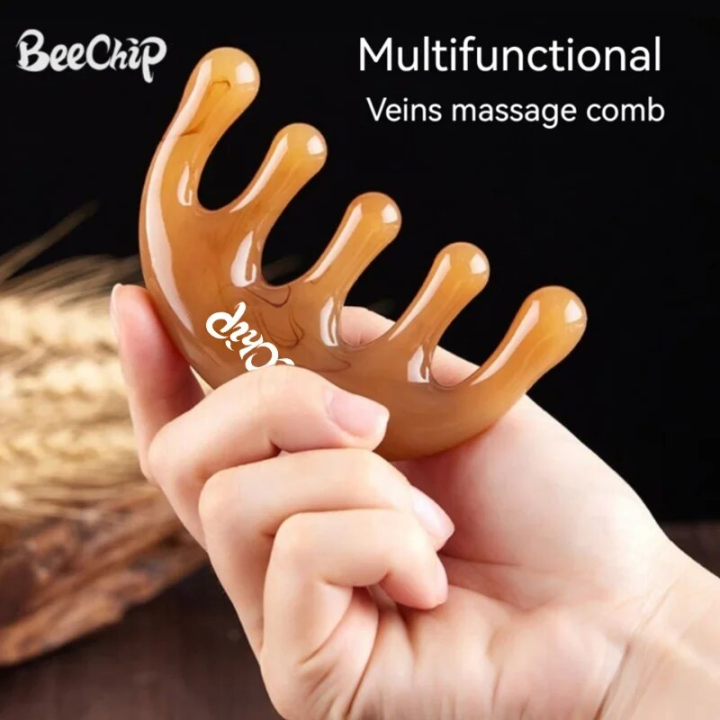 Five-Tooth Round Head Meridian Comb Balancing Oils Healthy Head Therapy ...