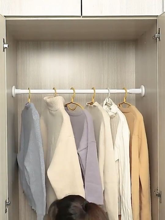 Sincecu Shower Curtain Rod Extendable Hanger Rack Adjustable Rod ...