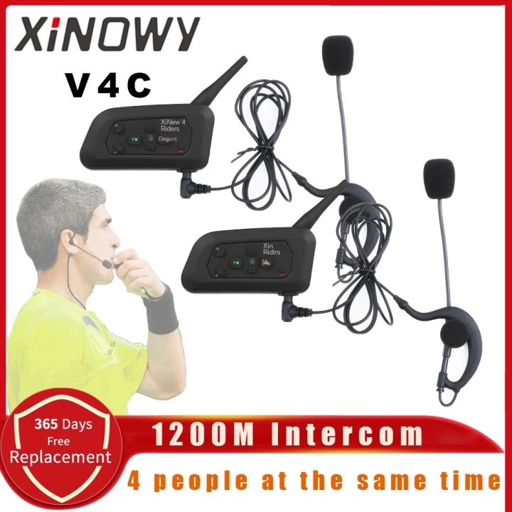 XiNOWy V4C Referee Headset Bluetooth Intercom Full Duplex 1200M Football Soccer Earhook Earphone ...