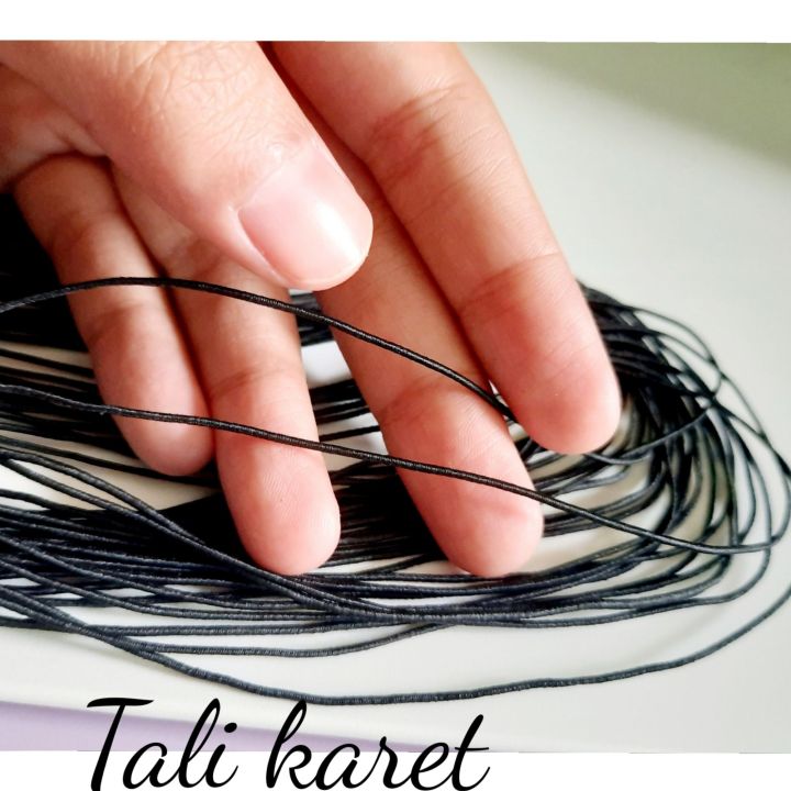 Tali karet elastis ukuran 1 mm warna hitam tali kuat tali serba guna ...