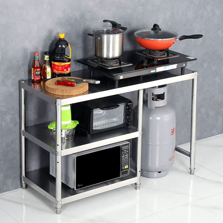 RISE 3Layers Kitchen Shelf Gas Stove Bench 304 Stainless Steel Kitchen ...