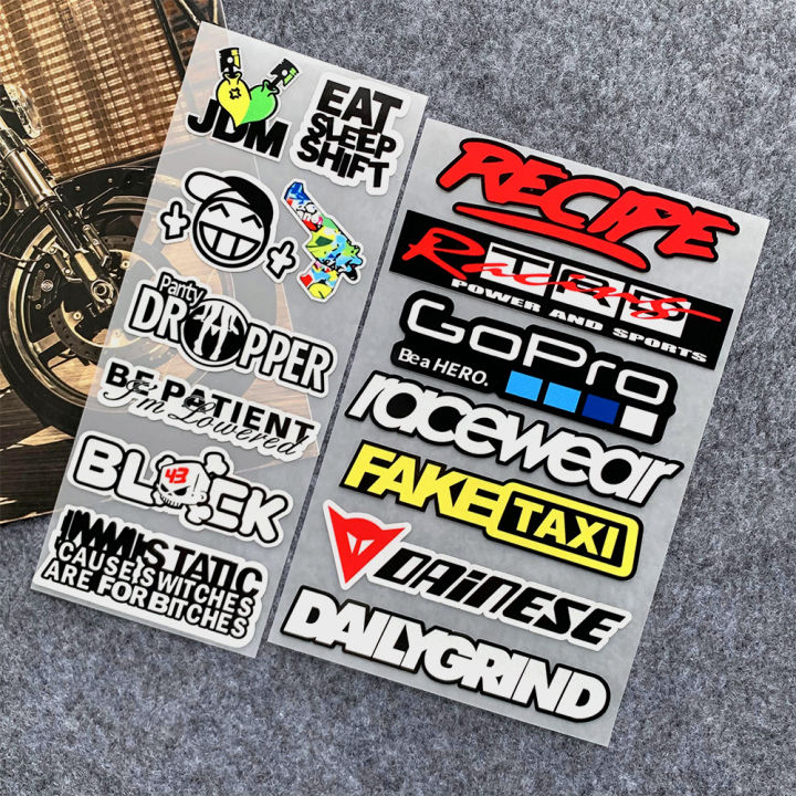 JDM Reflective Full Set of Stickers ENEOS SAFE IRELLI AKRAPOVIC Monster ...