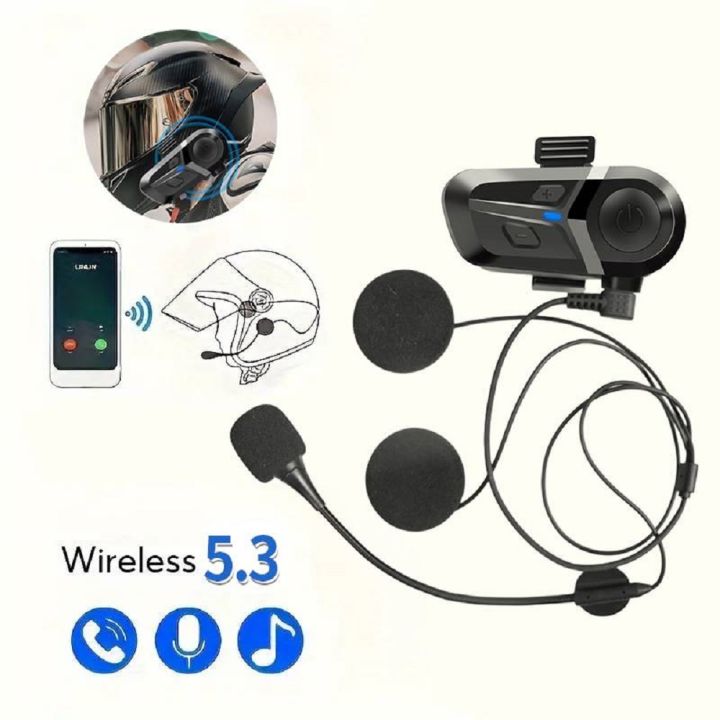 Bluetooth 5.3 Motorcycle Helmet Headset Waterproof Wireless Hands-free ...