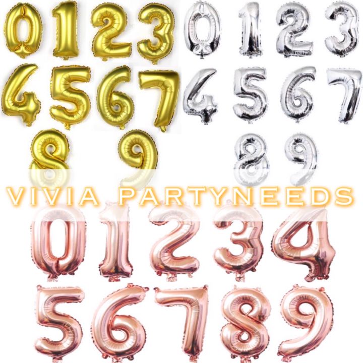 2ft Number Foil Balloon Rose Gold Silver Big Birthday Wedding Theme ...