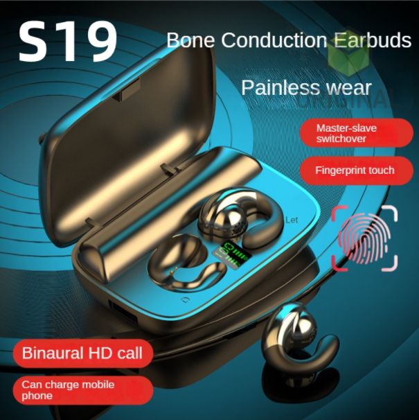 (COD)S19 TWS Wireless Headset Bone Conduction Olahraga Clip Ear TWS ...