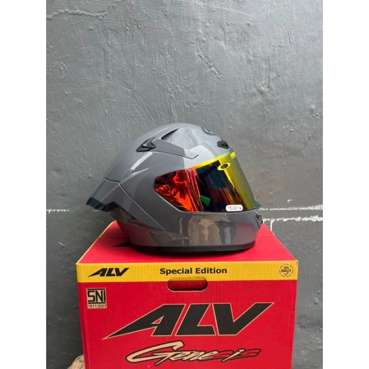 HELM ALV GENESIS FULLFACE PAKET VISOR IRIDIUM FULL WARNA SOLID ORIGINAL ...
