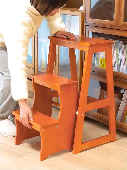 Multi-function household ladder chair Solid wood ladder chair Pedal ...