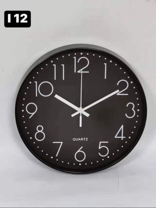 12 inch black Nordic Wall Clock Modern Design Transparent Glass ...