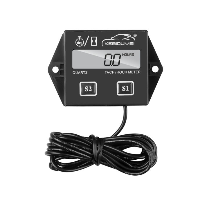 KEBIDU Digital Engine Tach Hour Meter Tachometer Gauge Engine RPM LCD ...