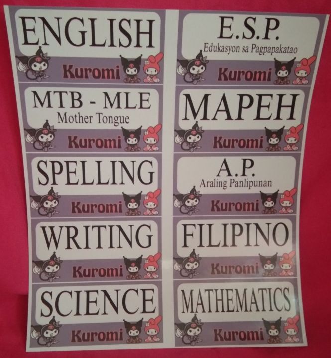 Subject sticker label | Lazada PH