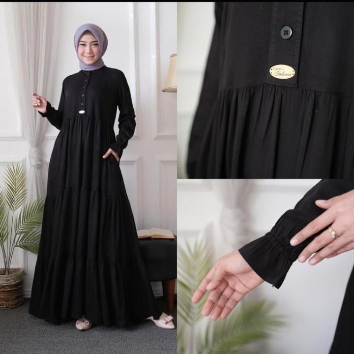 gamis salvina khusus hitam | Lazada Indonesia