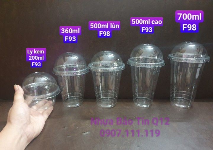 [HCM]50 ly PET ĐỦ SIZE cho cafe sinh tố nước ép, Ly kem 200ml, Ly cafe 360ml, 500ml, 600ml ...