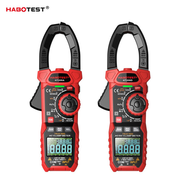 HABOTEST HT208 Digital Clamp Meter Multimeter Wire LCD AC/DC Ammeter ...