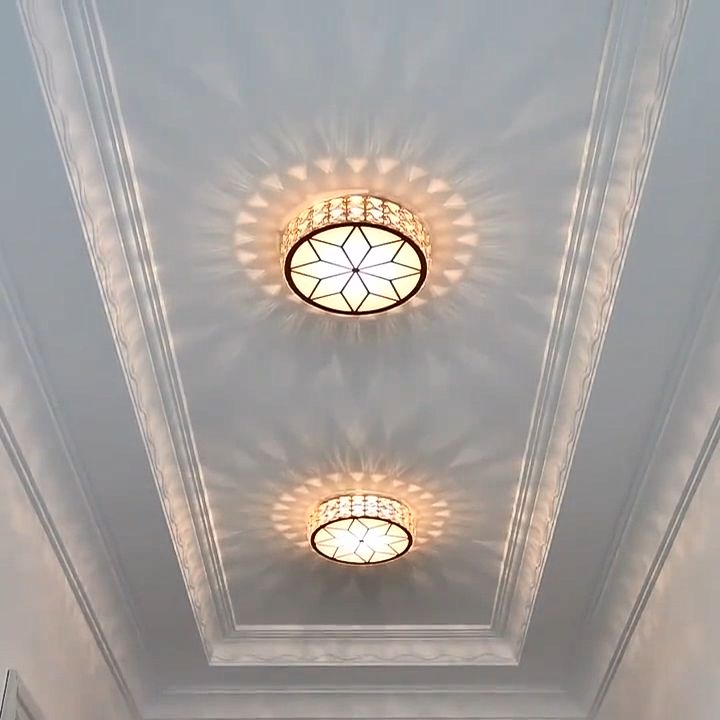 LIGHT CENTER Nordic Crystal Three-color LED Ceiling Light Balcony ...