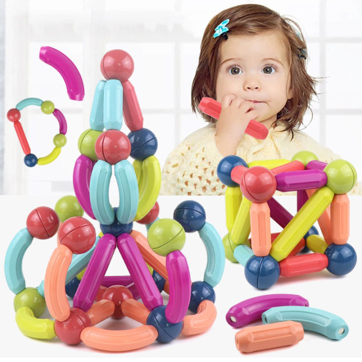 58 Pcs Magnetik Tongkat Stik Magnetic Stick Ball 3D Blok Bangunan ...
