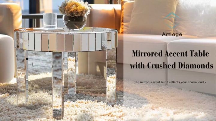 โต๊ะกาแฟ กระจก Mirrored Coffee Table 60x50cm Luxury Modern Round ...