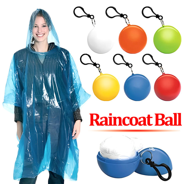 Portable Raincoat Ball with Hook Convenient Disposable Thick Outdoor ...