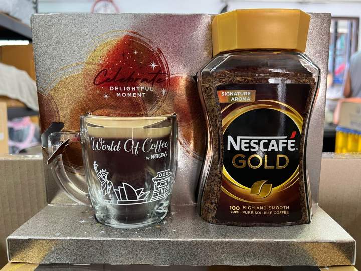 Gift Set Nescafe Gold (2024-2025) กาแฟสำเร็จรูป ฟรีซดราย200 กรัม + แก้ว ...