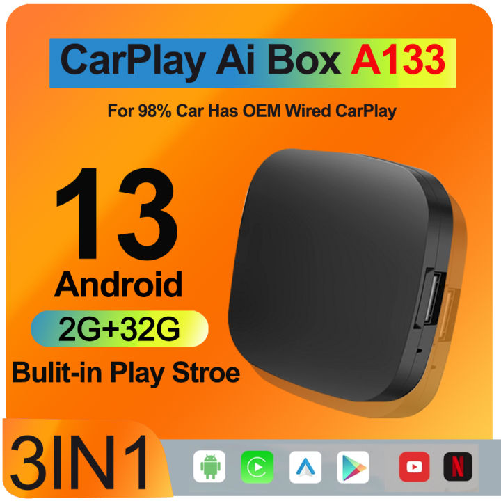 Android 13 Carplay AI Box Wireless Carplay Adapter Android Auto For Netflix Youtube VW Toyota ...
