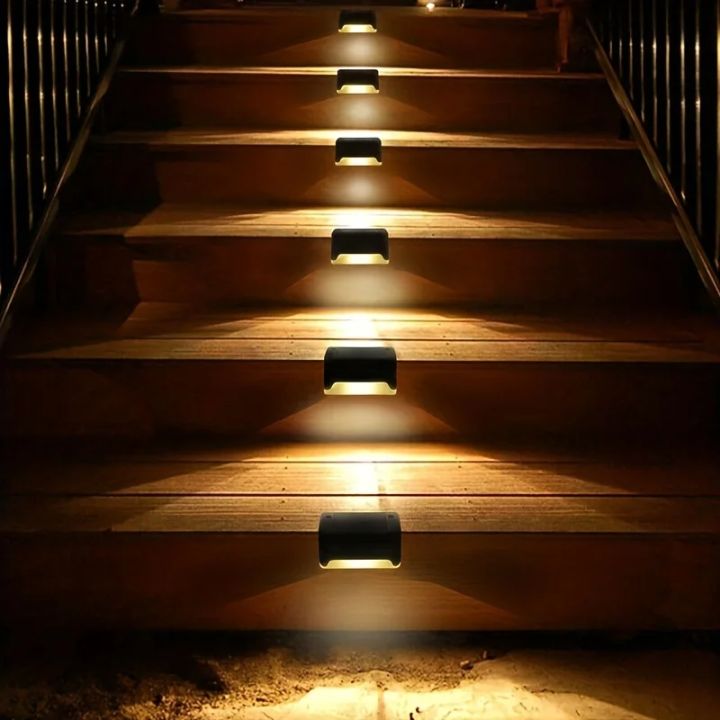 JVEE 12PCS LED Solar Stair Light Passage Yard Waterproof Guardrail Step ...