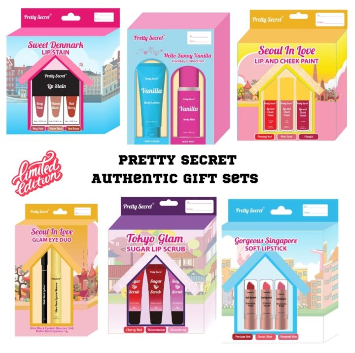 Pretty secret ( liptint,brow liner,mascara,lipstick set gift set ...
