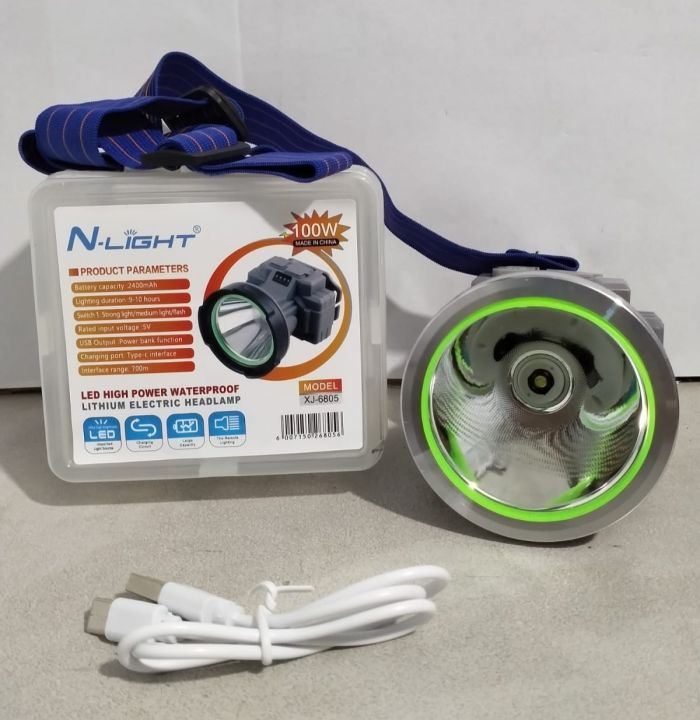 Senter Kepala 100 Watt N-Light Cahaya Putih Led - Senter Led Super ...