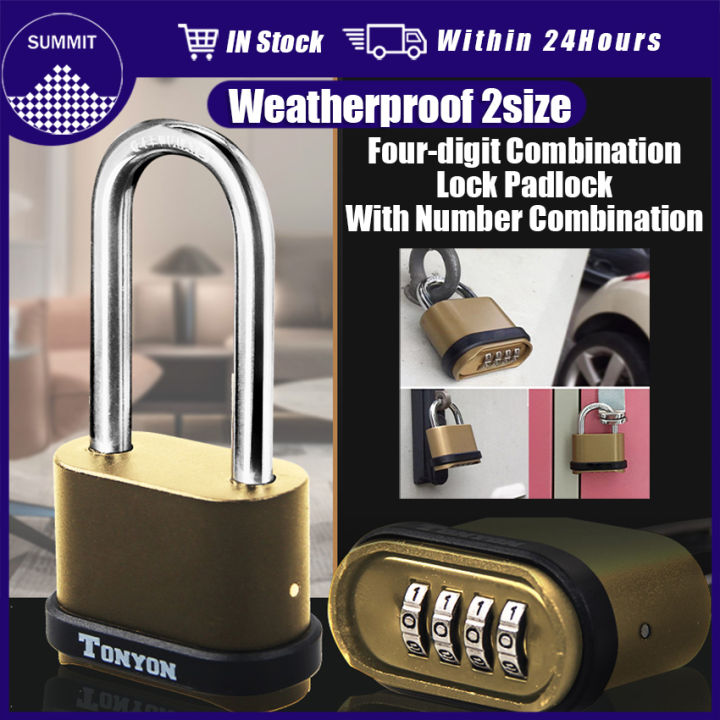 4-Digit Number Combination Padlock Waterproof Digital Password Code ...