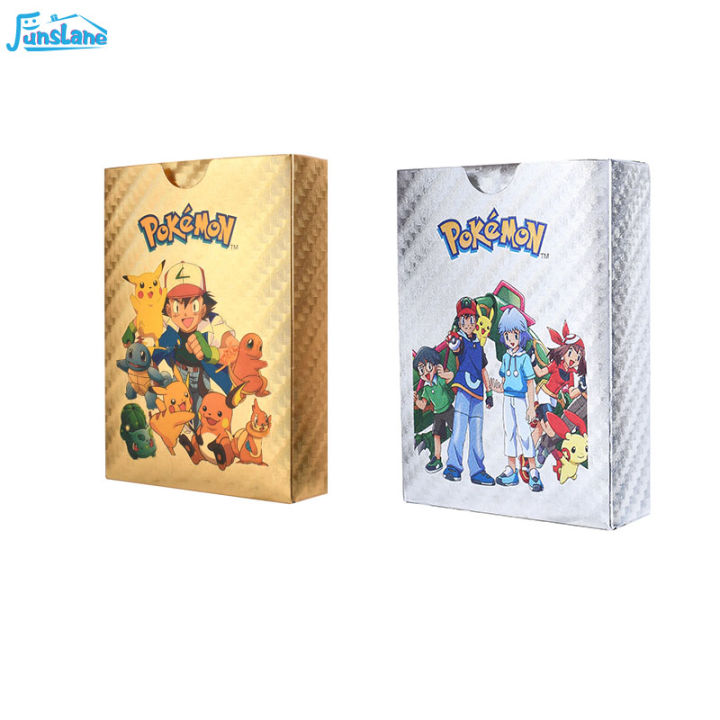 【Hot Sale】55pcs Pokemon Gold Foil Cards Anime Cartoon Pokemon English ...
