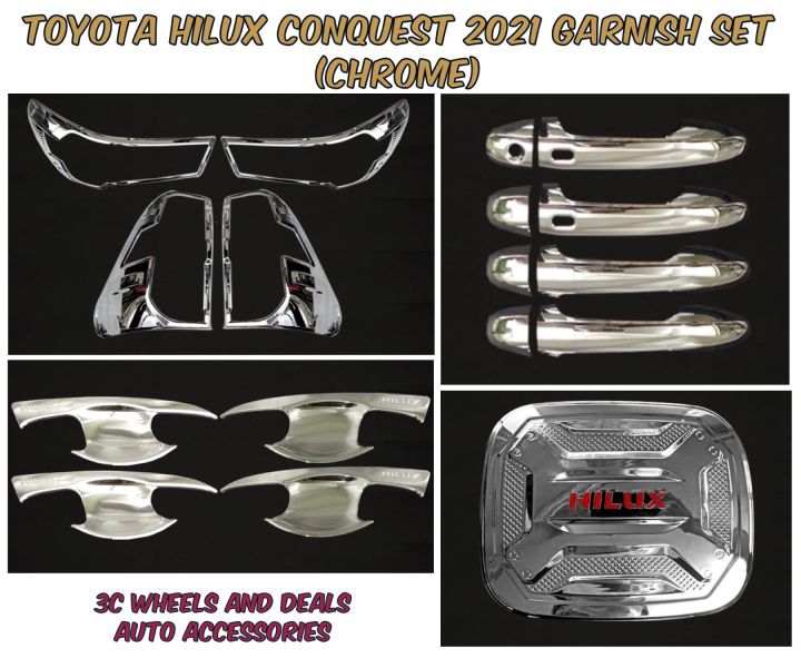 TOYOTA HILUX CONQUEST 2021 GARNISH SET (CHROME) | Lazada PH
