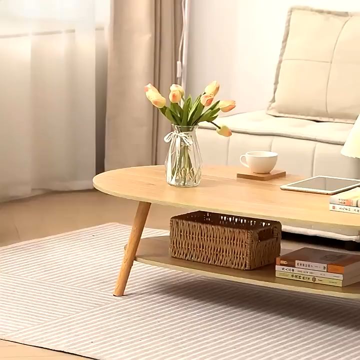 2 Layer Wood Side Mini Coffee Table living Room Table Modern Storage ...