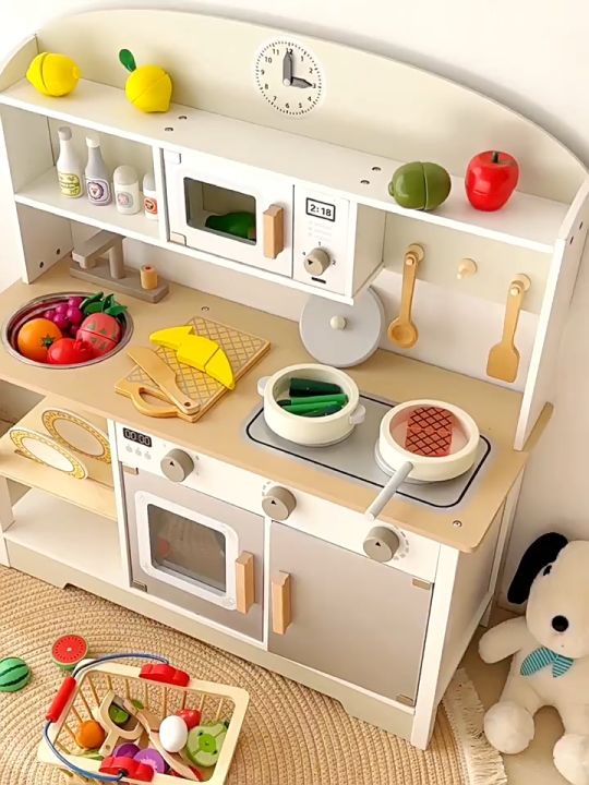 Wooden White Japanese Simulation Play House Kitchen Toys Set ...