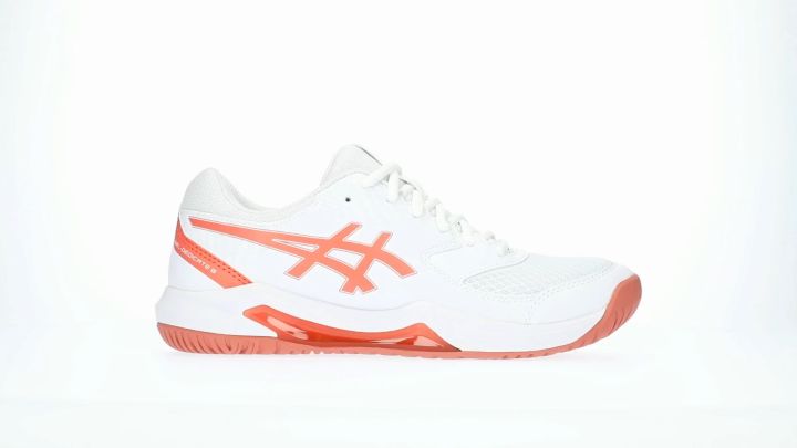 Asics รองเท้าเทนนิสผู้หญิง Gel-Dedicate 8 | White/Light Garnet ( 1042A237-100 ) | Lazada.co.th