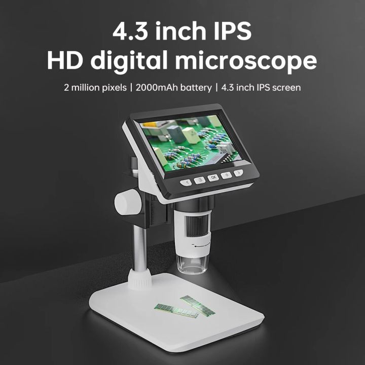 4.3 Inch Digital Microscope 1080P 50-1000x Coin Microscopio 2000mAh ...