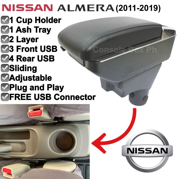 Nissan Almera 2011- 2021 Armrest Console Box ALL Black | Lazada PH